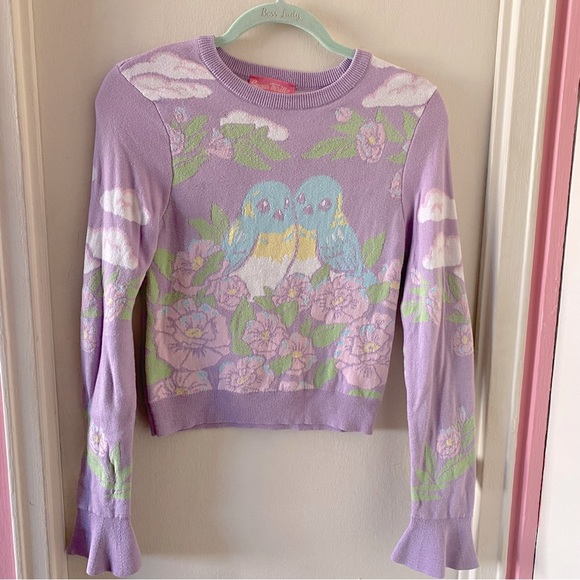 Sugar Thrillz | Sweaters | Sugar Thrillz Lavender Blue Bird Sweater ...